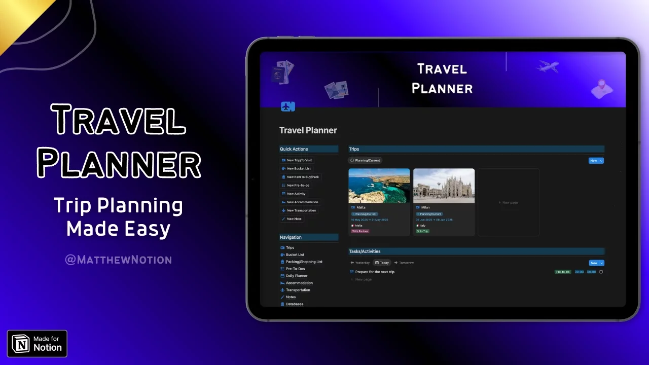 Travel Planner - Travel Template